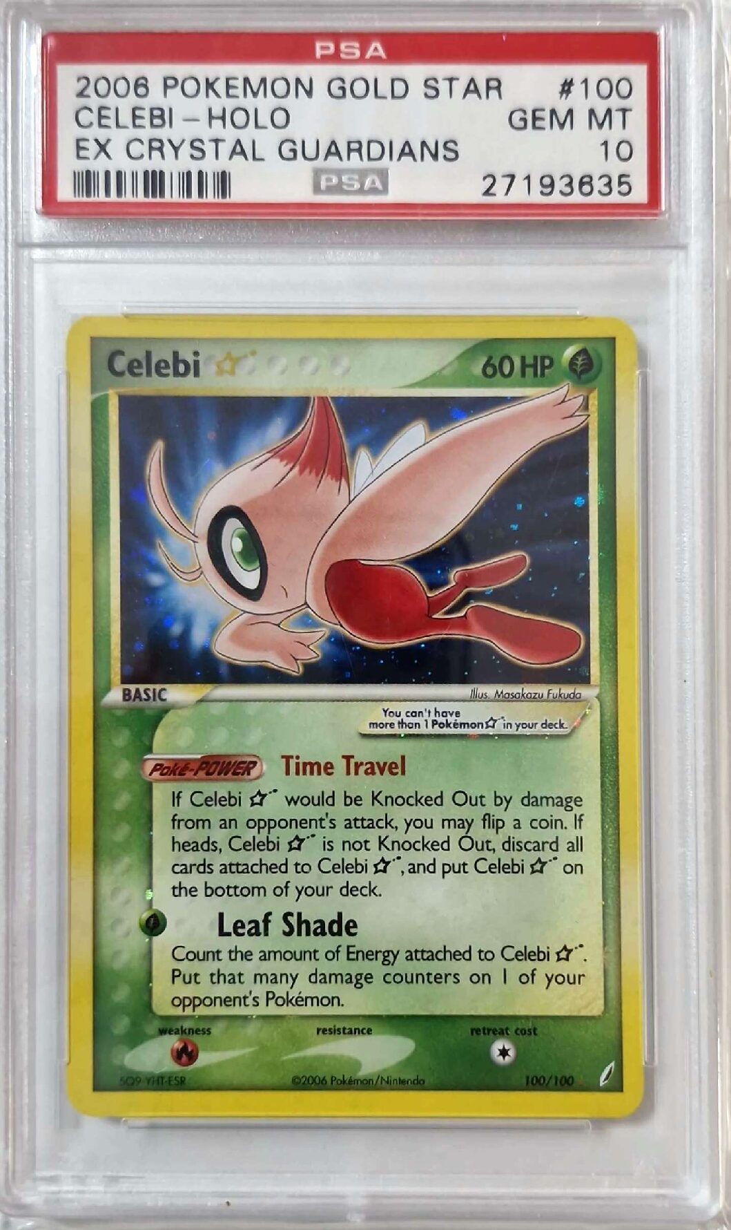 Celebi Holo Gold Star EX Crystal Guardians PSA 10 - Flash Cards
